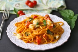 Think spring flavors with creamy Caprese spaghetti