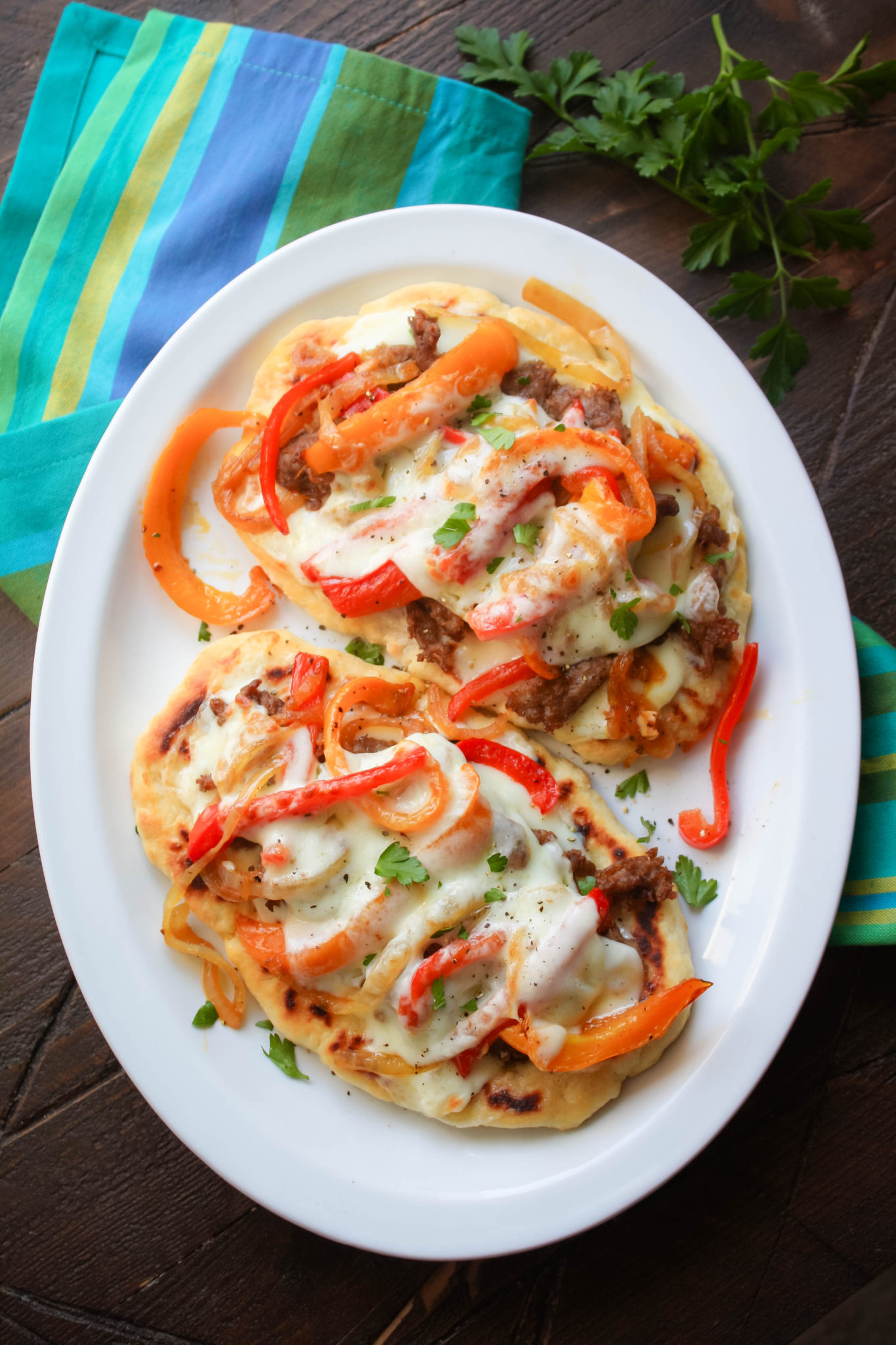 Easy Philly Cheesesteak Flatbreads