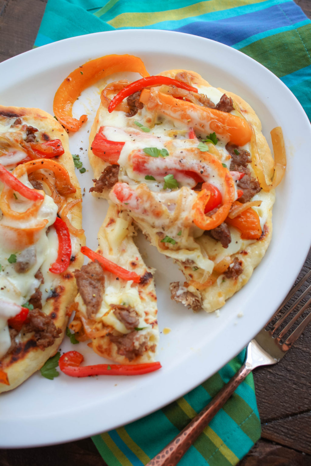 Easy Philly Cheesesteak Flatbreads