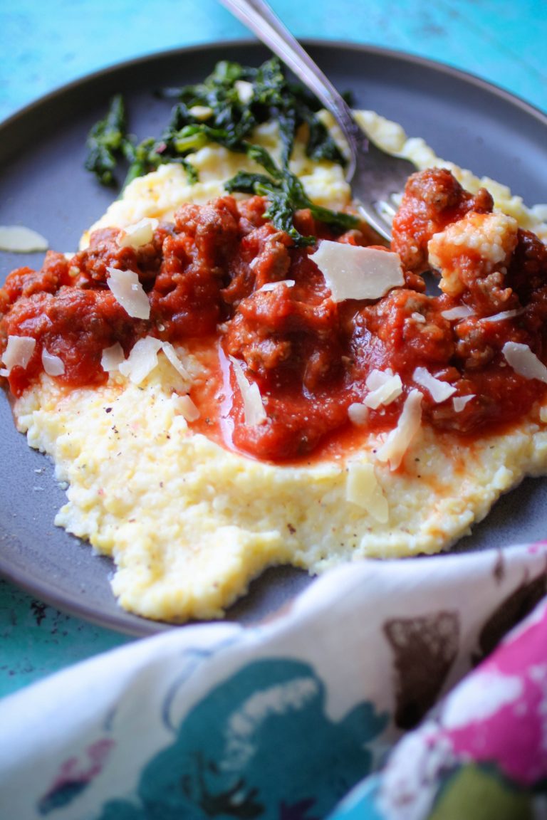 Polenta with Sausage and Red Sauce