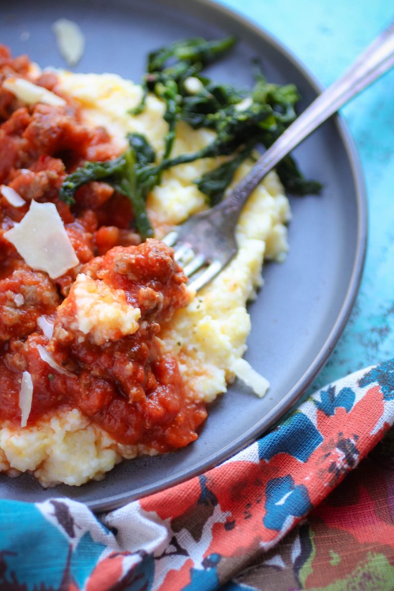 Polenta with Sausage and Red Sauce