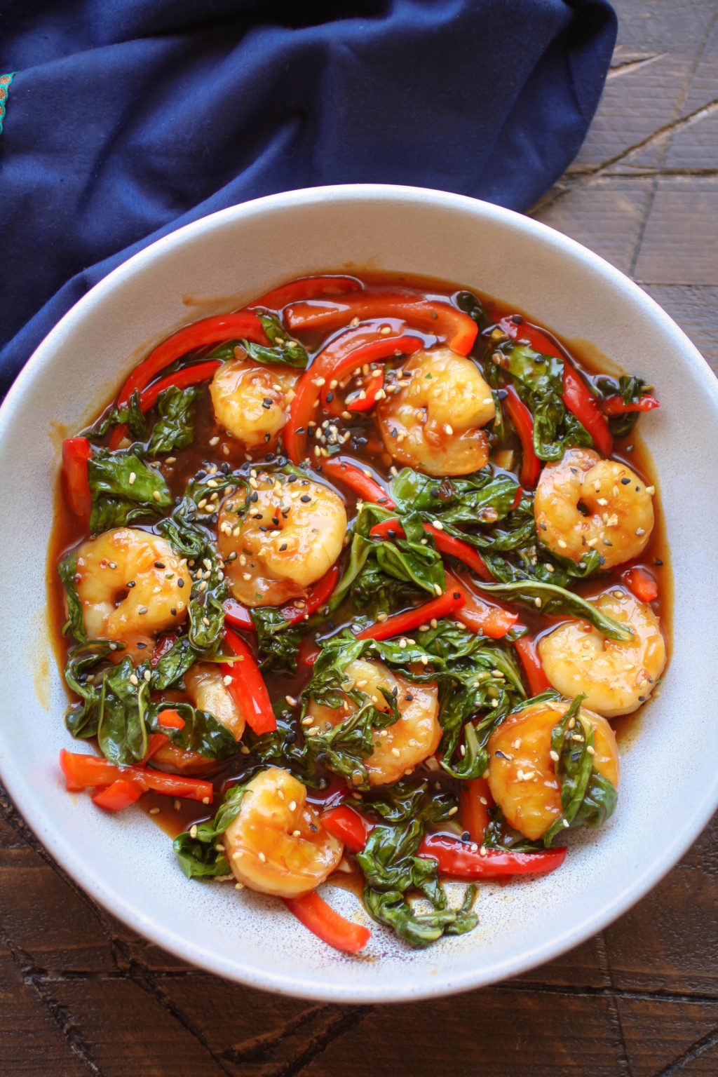 Spicy Garlic Shrimp and Swiss Chard Stir Fry