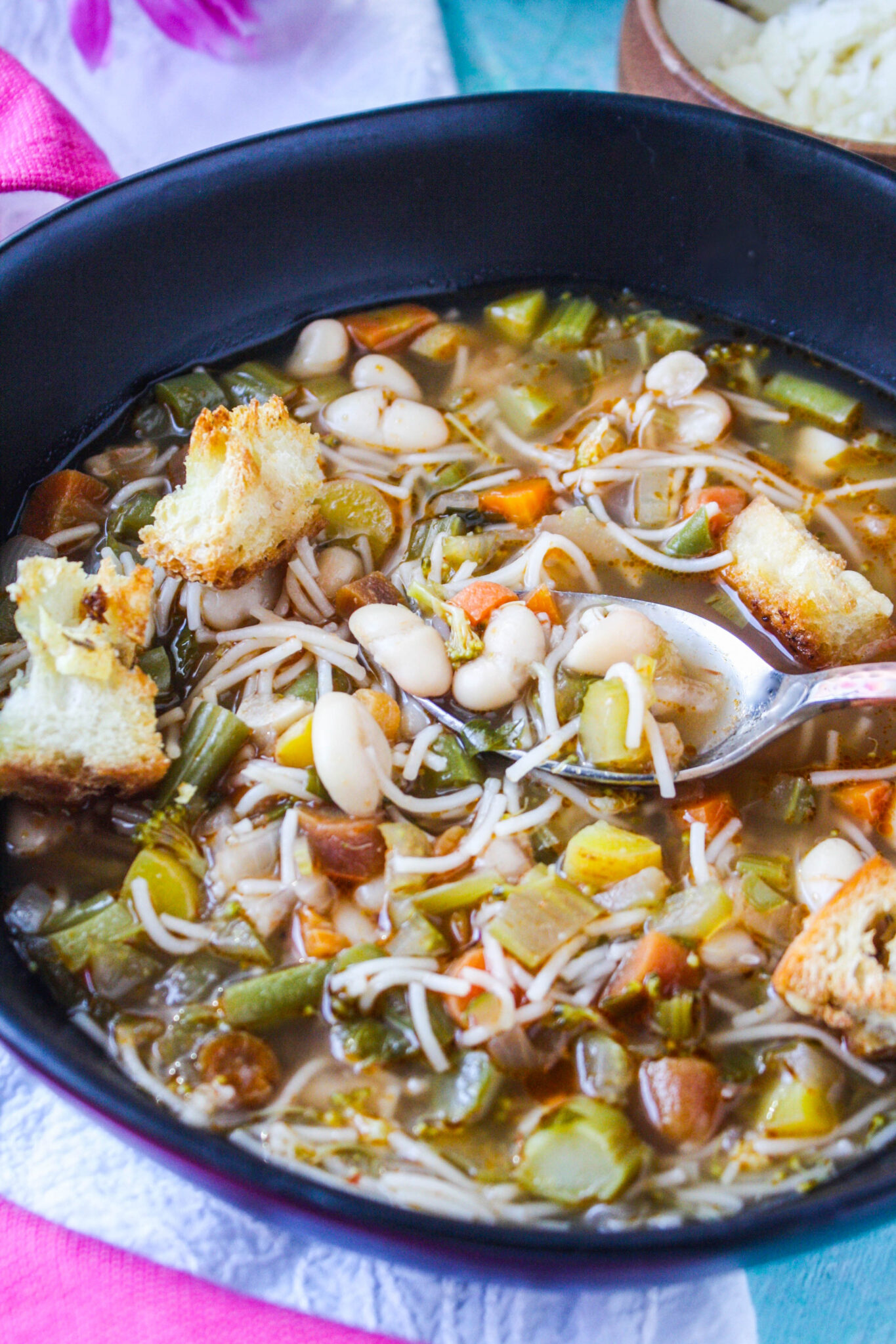 Vegetable and Bean Soup with Pasta