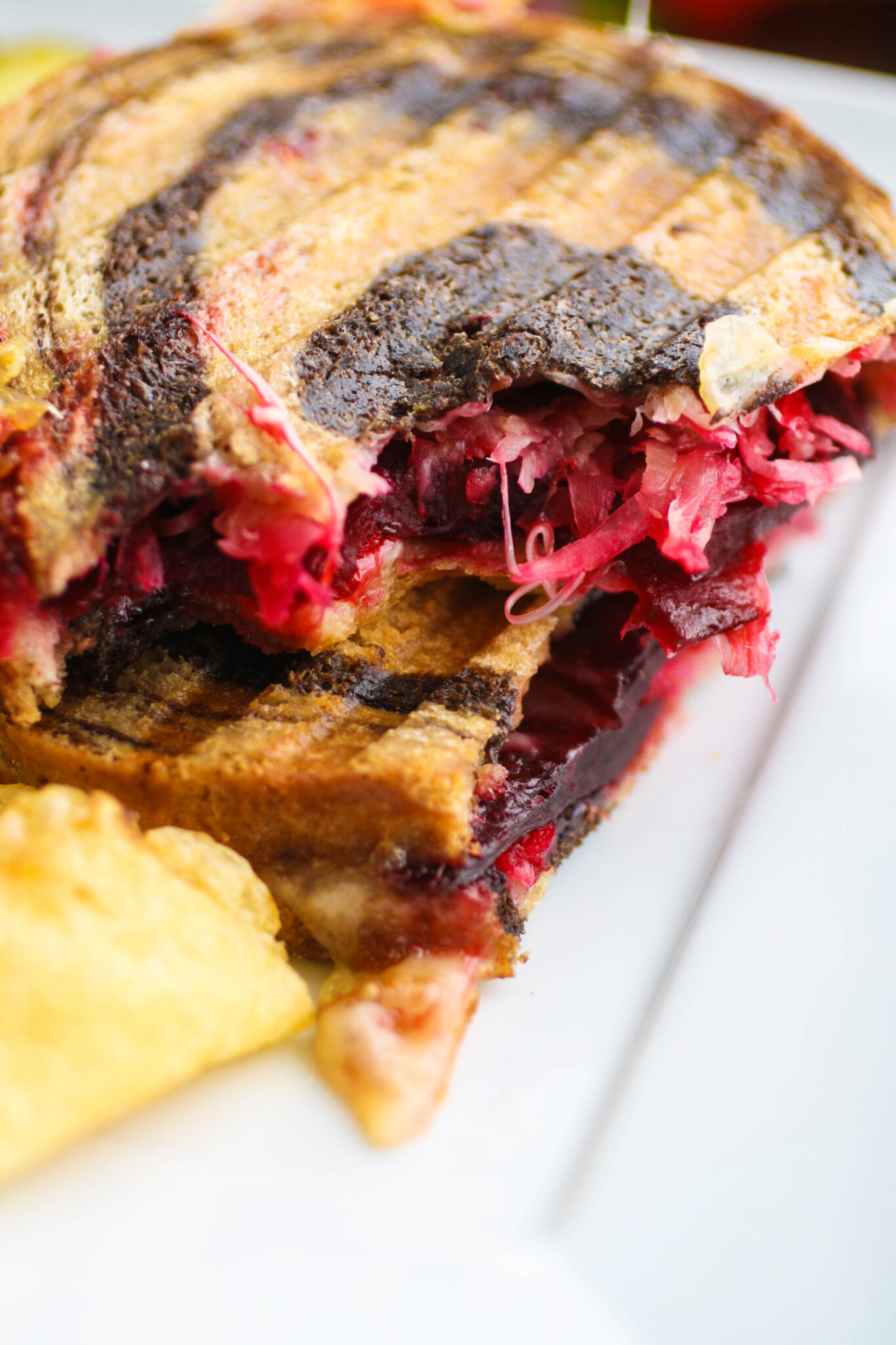 Vegetarian Beet Reuben Panini Sandwich